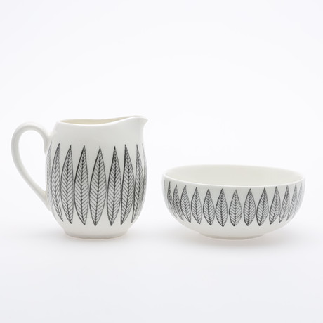 STIG LINDBERG. CREAM JUG and SUGAR BOWL, bone china, “Salix ...