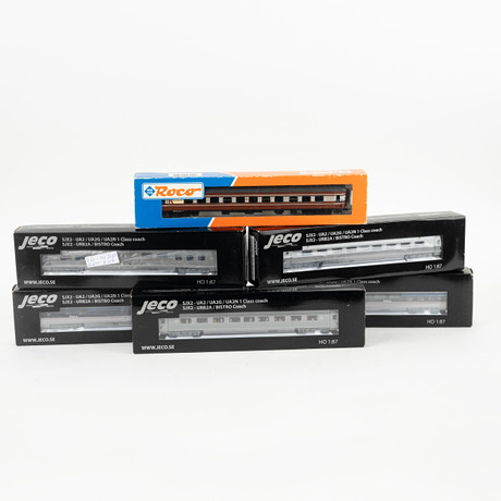 JECO 5 st vagnar till X2000, B412, B414,2xB418 och B421 samt ROCO 44722, originalförpackning ...