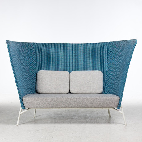 Harri Korhonen, “Aura”, sofa, Inno, textile upholstered in blue/white ...