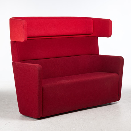 SOFA, “Parcs Wing”, Bene, textile upholstered in two shades of red ...