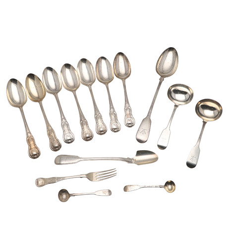 MISCELLANEOUS SILVER FLATWARE. Silver & Metals - Silver - Auctionet