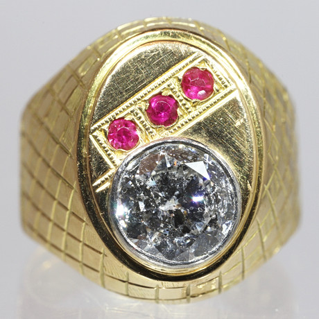KLACKRING, 18k guld, diamant och rubiner, Italien. Smycken & Ädelstenar ...