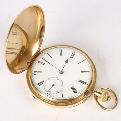 A GOOD 18 CARAT GOLD FULL HUNTER POCKET WATCH. Clocks & Watches ...