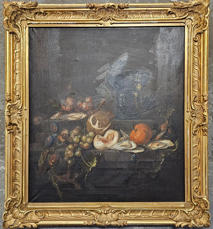 PAUL HERRMANN. "Still Life with Oysters and a Rummer" Olja på duk ...