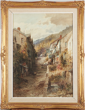 ALFRED LEYMAN. (1856-1933), village motif, signed A Layman, watercolour ...