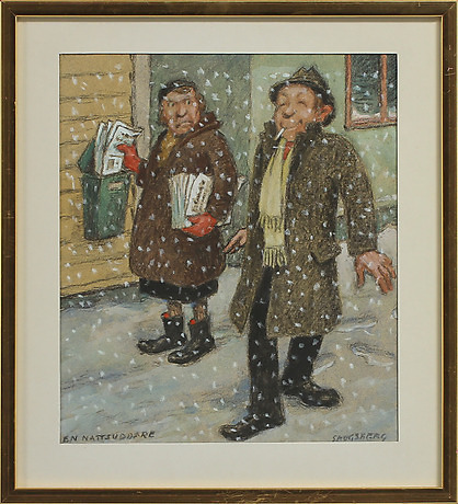 HARALD SKOGSBERG. "A night eraser", mixed media, signed. Art ...