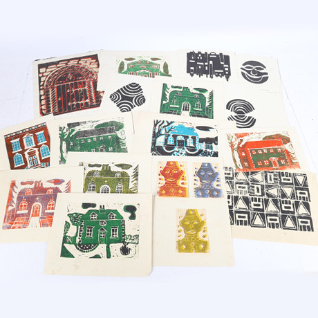 A 20TH CENTURY FOLDER OF BLOCK PRINTS. Art - Paintings - Auctionet