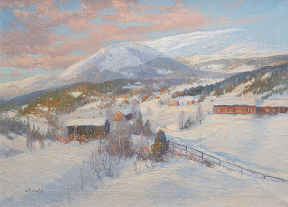 CARL BRANDT. VINTERLANDSKAP MED ÅRESKUTAN. Konst - Måleri - Auctionet