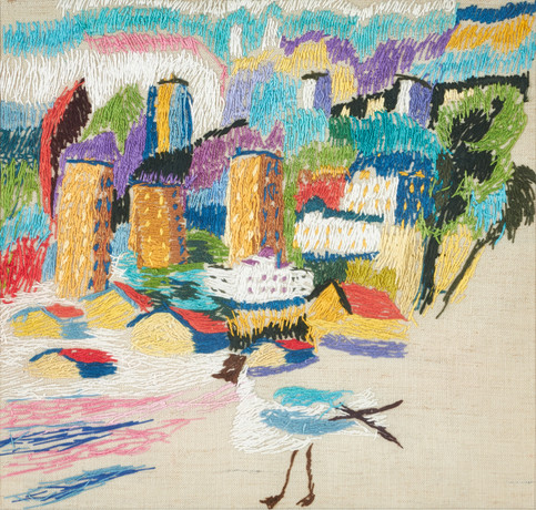 ESTER HENNING (Sweden, 1887-1985), Bird among high-rise buildings ...