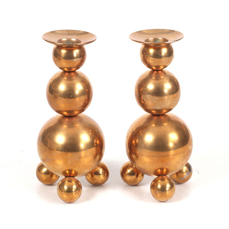 LJUSSTAKAR, 1 par, mässing, Gusum, 1900-tal. Belysning & Lampor ...