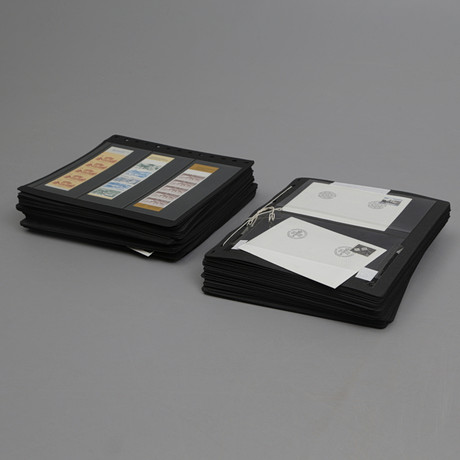 STAMP BOOKLETS and FIRST DAY LETTERS, in album sheets. Coins, Medals ...