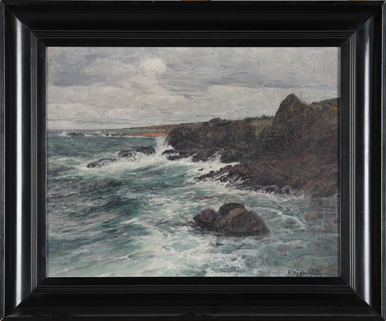 OLOF KRUMLINDE (1856-1945). "Klippor Arild", olja på duk. Konst ...