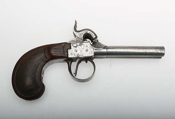 BLOCK PISTOL, double barrel, signed, 1800s. Weapons & Militaria - Guns ...