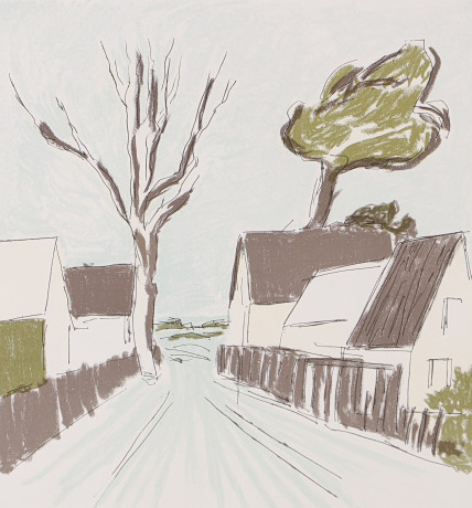 SVEN BJÖRK. “Byaväg”, lithographic print, signed. Art - Engravings ...