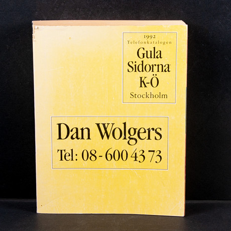 DAN WOLGERS. Telefonkatalog, 1992. Konst - Övrigt - Auctionet