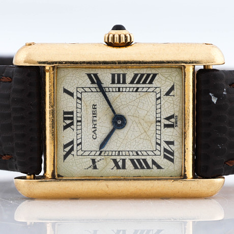 CARTIER, Tank, armbandsur, 18K guld, quartz, cert daterat 890214 ...