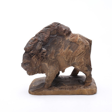 ERIK REIMHULT. Bisonoxe. Skulptur, snidat trä, signerad och daterad 63 ...