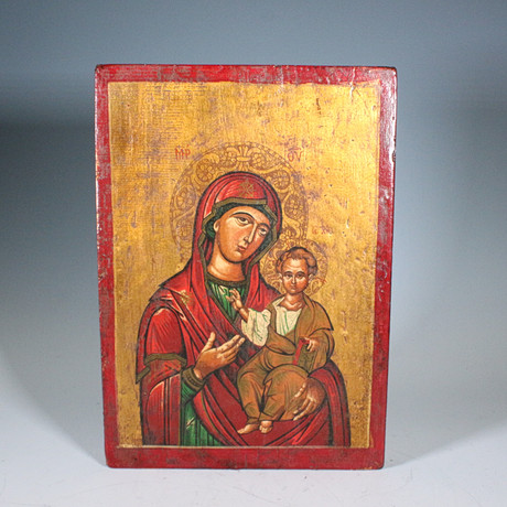 Ikon/Maria-ikon 'Vår Fru med Jesus Boy', 1600-talet. Konst - Måleri ...
