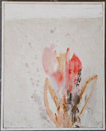 JAN WIBERG. "Blommor". Olja på duk uppklistrad på pannå. Signerad ...