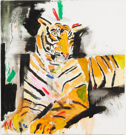 MADELEINE PYK. Liggande tiger, olja på duk. Konst - Måleri - Auctionet