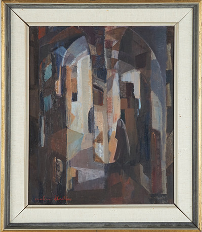 REUBEN HEDIN. Cathedral interior, oil on canvas, signed. Art ...
