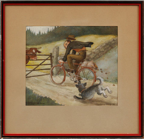 HARALD SKOGSBERG. "Förföljelsemani", akvarell, signerad och daterad 38 ...