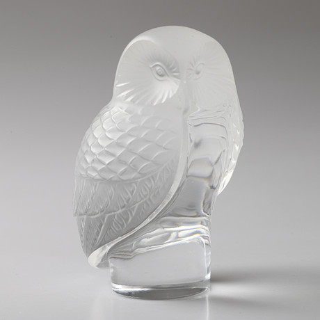 FIGURIN, uggla, glas, Lalique, Frankrike, signerad. Glas - Konstglas ...