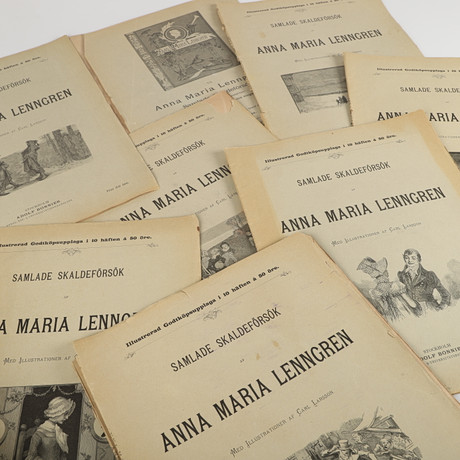 ANNA-MARIA LENNGREN. 10 volumes, “Samlade Skalde” with illustrations by ...