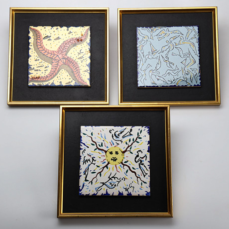 A set of 3 framed tiled tiles, by Salvador Dalì. Ceramics & Porcelain ...