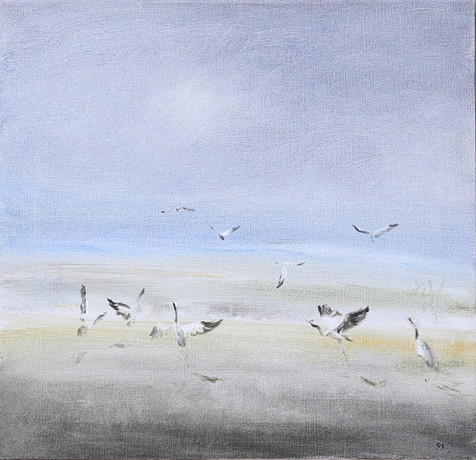 OLLE LINDGREN. (1930-2018) Olja på duk, "Tranor", signerad OL, 84 ...