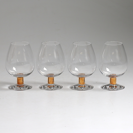 GUNNAR CYRÉN. COGNAC CUPS, 4 pcs, "Nobelservisen", Orrefors. Glass ...
