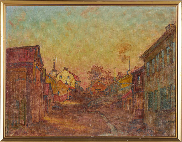 AXEL PETER. STOCKHOLMSMOTIV från STIGBERGSGATAN, olja på duk, signerad ...