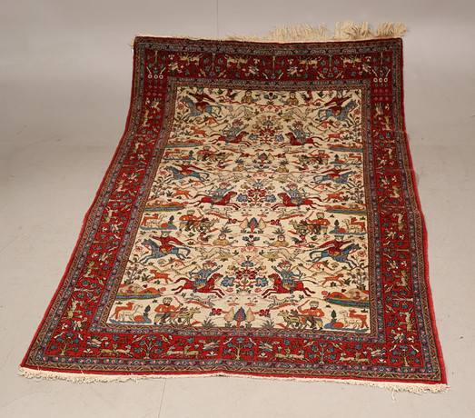 MATTA, persisk, jaktmotiv, handknuten, semiantik. Mattor & Textil ...