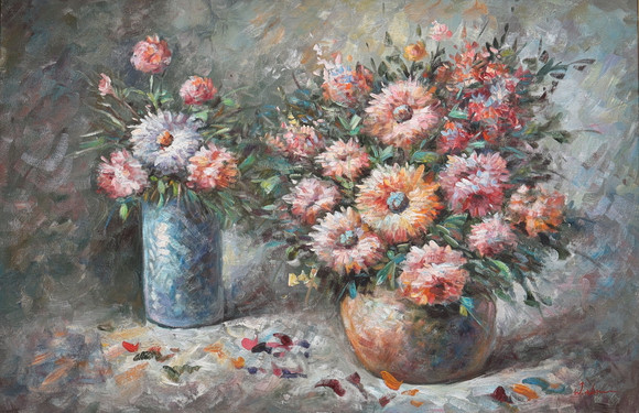 WALTER ADAMS. Blomsterstilleben, olja på duk, signerad W. Adams. Konst ...