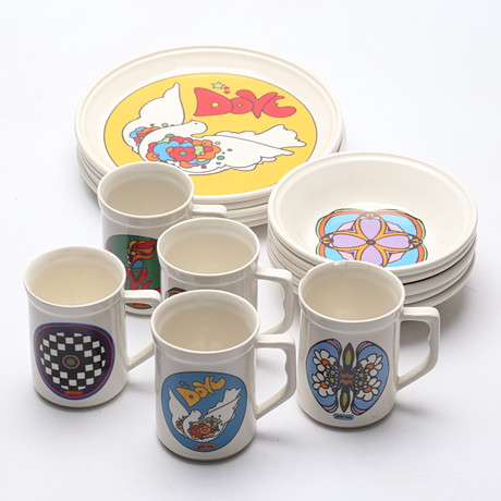 PETER MAX. Servisdelar, 15 delar, Iroquois, Syracuse, NY, 1960-tal ...