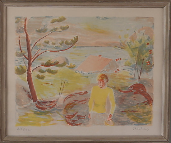 JEAN HEIBERG. By the sea, color lithograph, numbered 284/300, signed ...