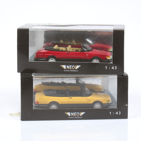 MODELLBILAR, 2 st, resin/metall, Saab 900 Cabriolet, NEO, Skala 1:43 ...