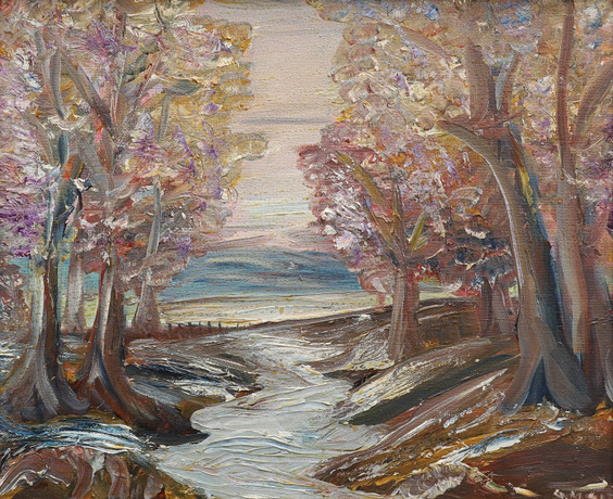 GEORGE MEL (B.1941). RIVER LANDSCAPE. Art - Paintings - Auctionet