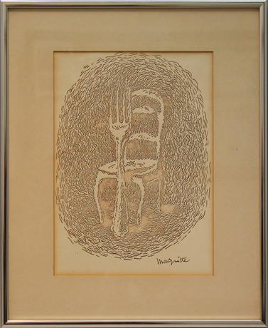 RENÉ MAGRITTE. Chair with fork. Lithographic print. Signed Magritte in ...