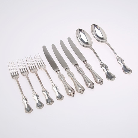 SILVER CUTLERY, 10 pieces, total weight 348 grams, “Olga”, GAB. Silver ...