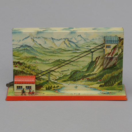 MECHANICAL TOY, cable car, sheet metal. Toys - Toys - Auctionet