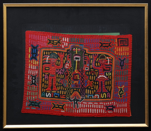 TEXTILE, so called MOLA, framed, handicraft from indigenous people in ...