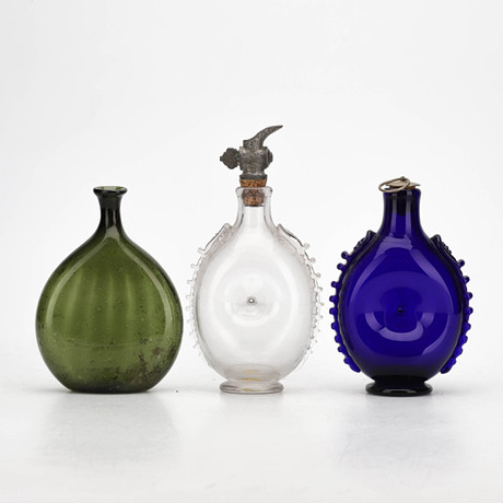 PLUNTOR/FLASKOR, 3 st, glas, 1800/1900-tal. Glas - Bruksglas - Auctionet