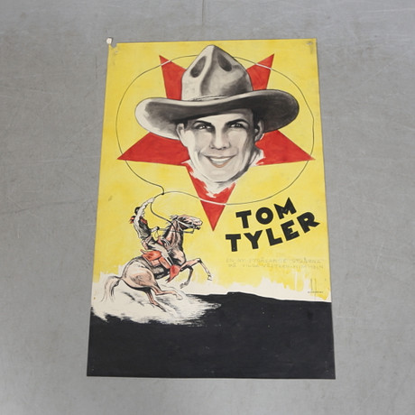 A HAND-PAINTED POSTER, Tom Tyler, signed Björnberg, 1920/30s. Art ...