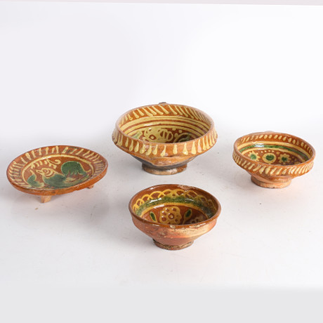 FOUR 17TH CENTURY DUTCH SLIPWARE POTTERY BOWLS/DISHES. Ceramics ...