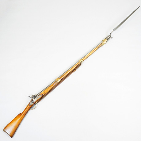 PERCUSSION LOCK MUSKET WITH BAYONET, M/1815-49. Norrtälje rifle factory ...