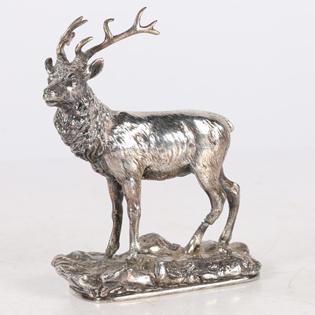 A 19TH CENTURY 'WMF' SILVER PLATED MODEL OF A STAG. Silver & Metals ...