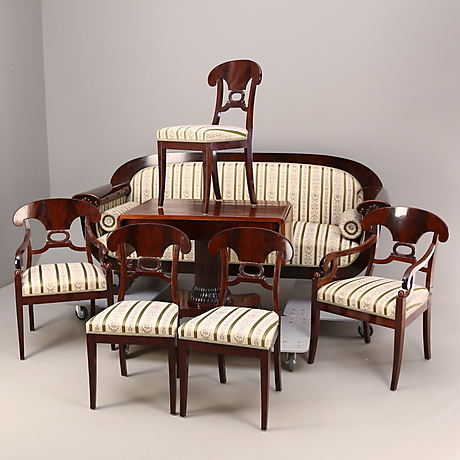 SALON GROUP, 7 parts, Karl Johan style, 20th century. Furniture - Sofas ...