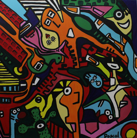 LOUISE PASCAL. Figures. Acrylic on canvas. Signed Pascal. Art ...