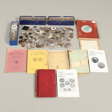 AN EXTENSIVE COLLECTION OF BRITISH COINS AND NUMISMATIC BOOKS. Coins ...